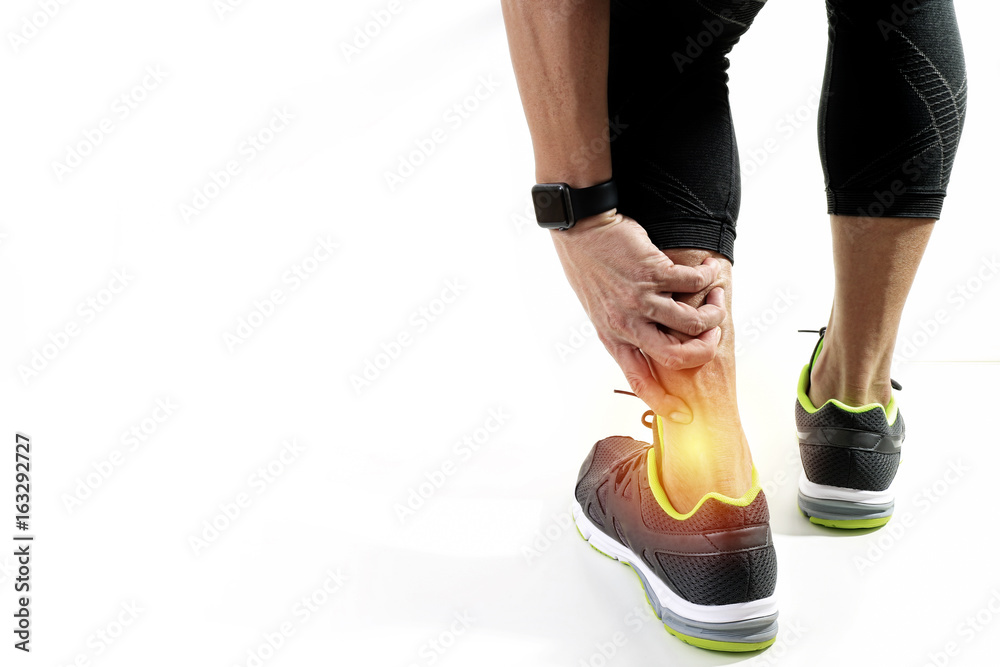 Runner sportsman holding ankle in pain with Broken twisted joint ...