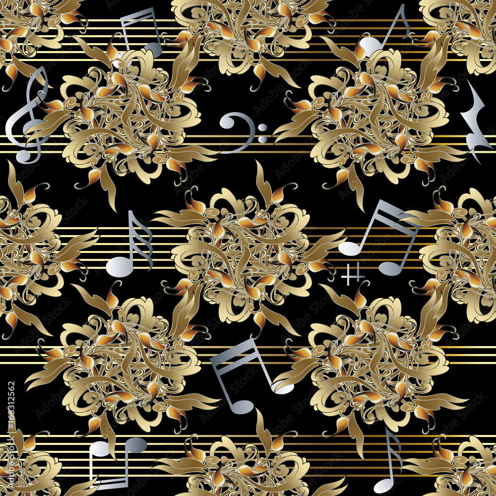 Music seamless pattern. Musical background wallpaper illustration with ...