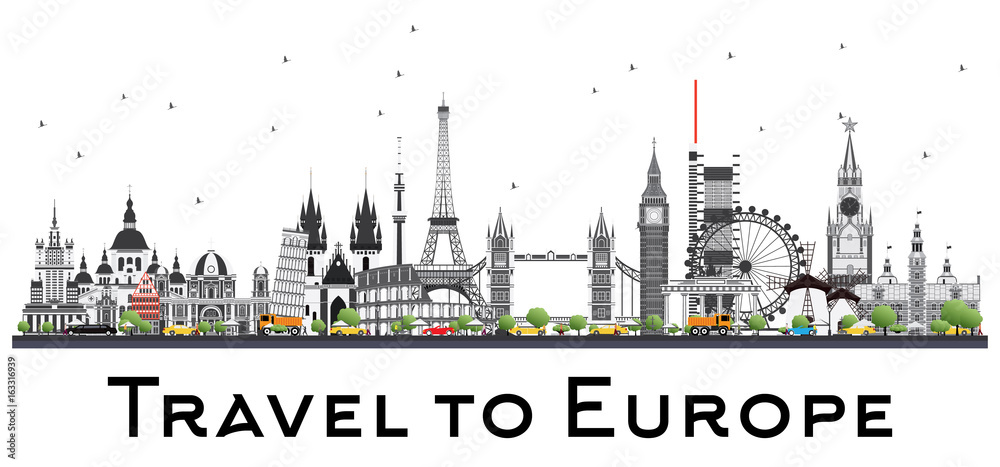 Famous Landmarks in Europe. Vector Illustration. Stock Vector | Adobe Stock