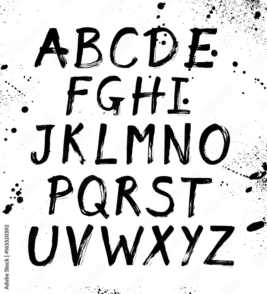 Vector Alphabet. Handwritten script font. Ink brush letters ...