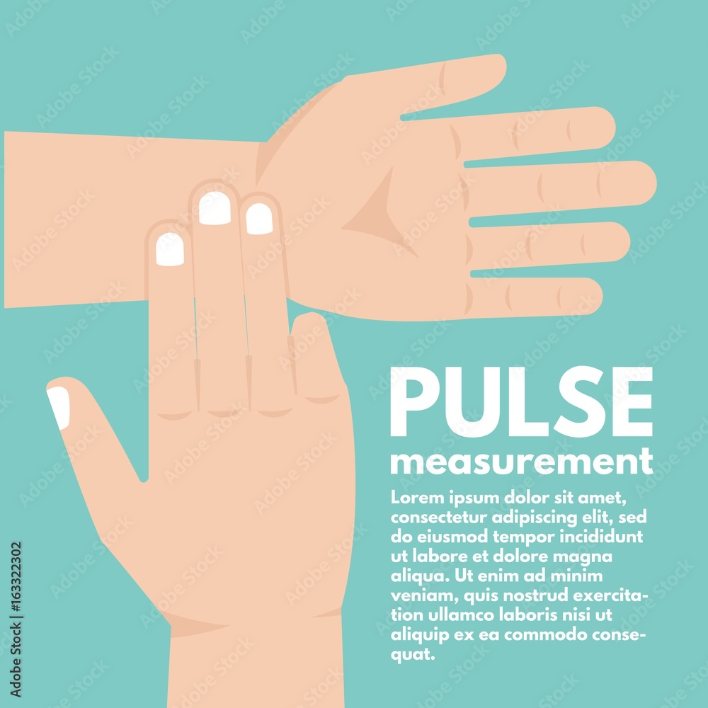 Pulse measurement, determining heart rate. First Aid. Vector ...