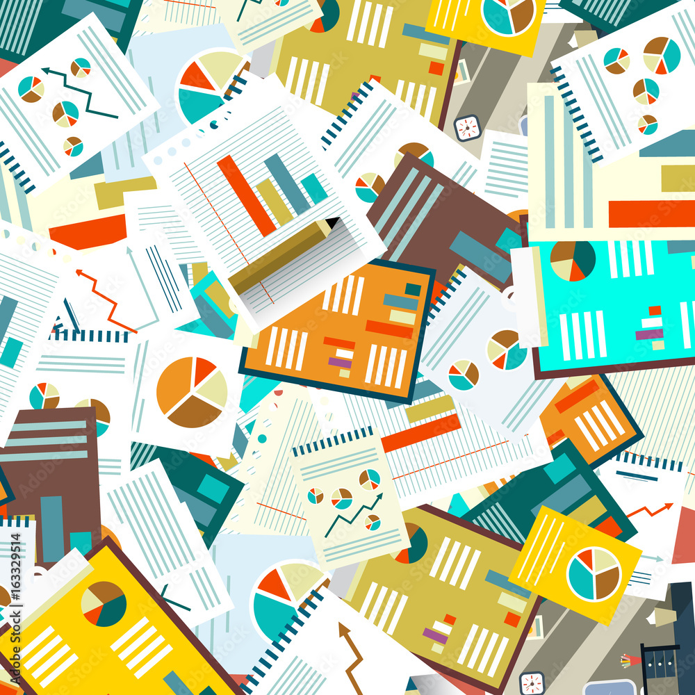 Paperwork Vector Flat Background Stock Vector | Adobe Stock