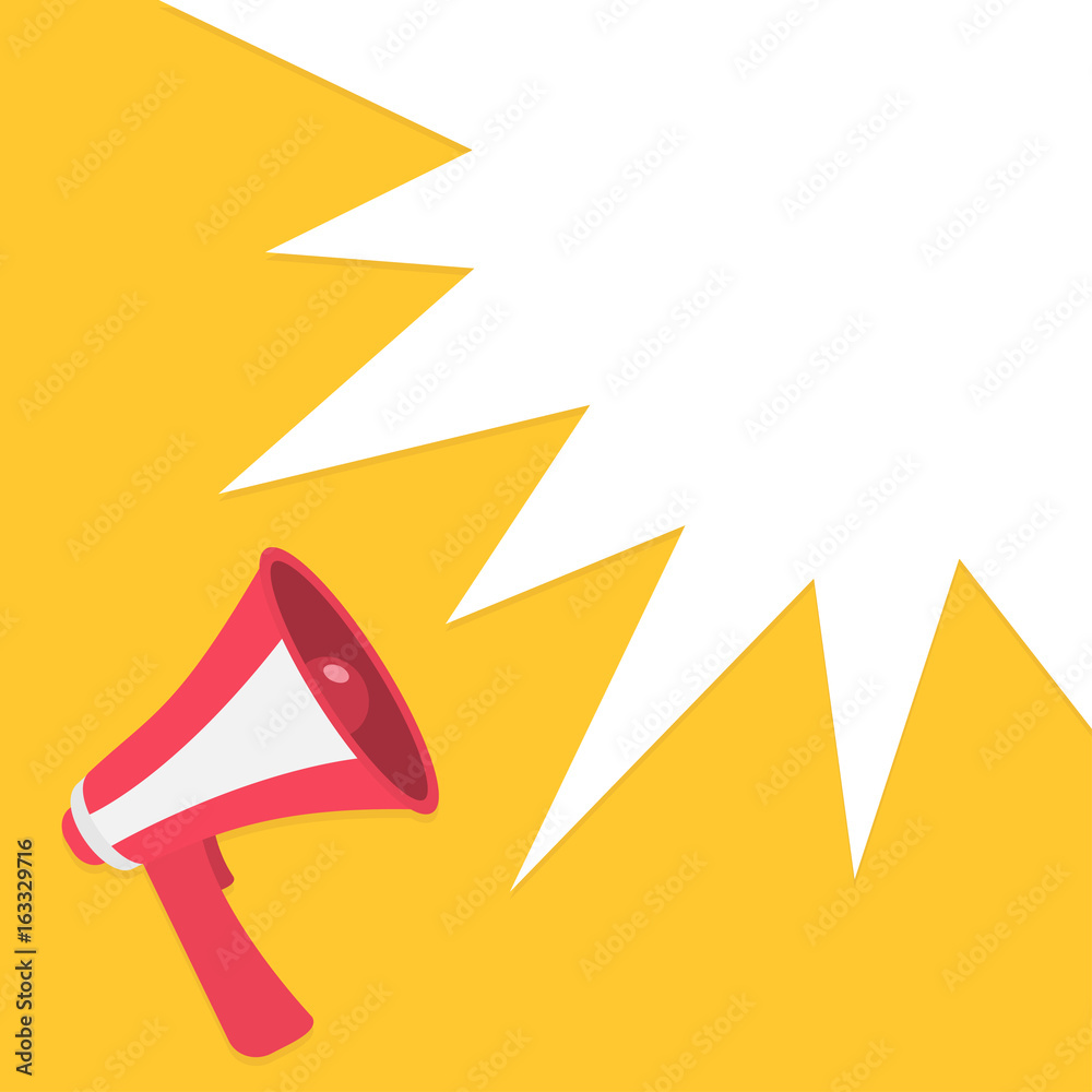 Megaphone, speaker, loudspeaker round icon. Announcement sign symbol in ...