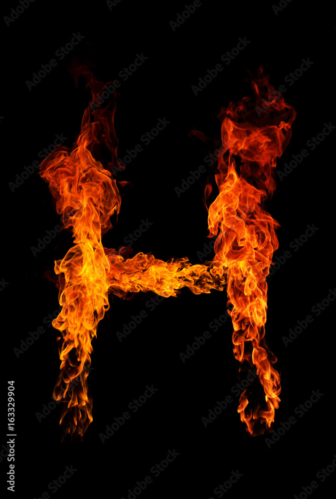 H Letter In Fire
