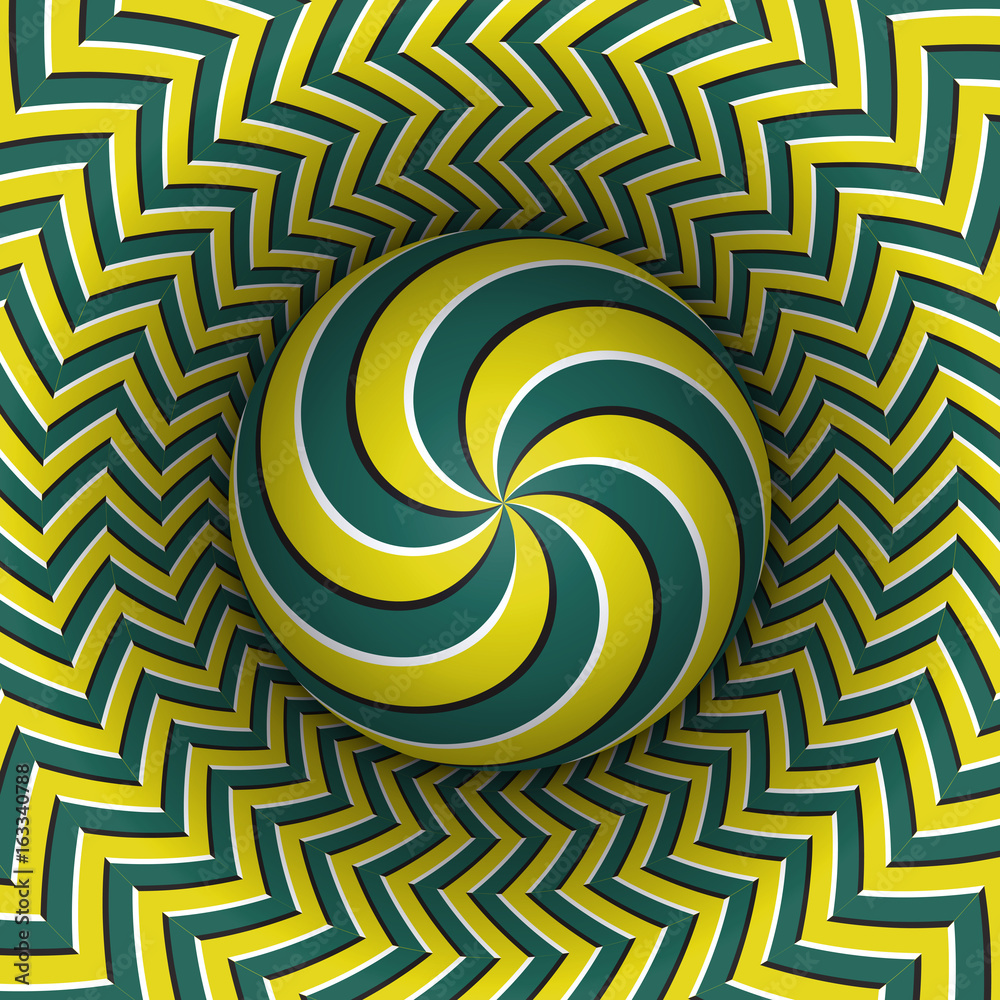 Optical illusion vector illustration. Multiple spiral sphere soaring ...