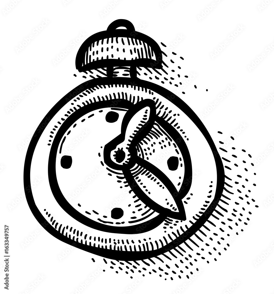 Cartoon image of Clock Icon. Time symbol. An artistic freehand picture ...