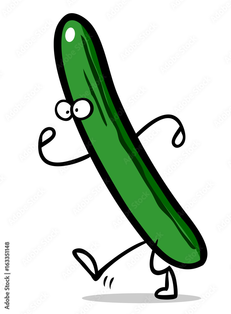 Cartoon Gurke als Figur mit Armen und Beinen Stock Illustration | Adobe ...