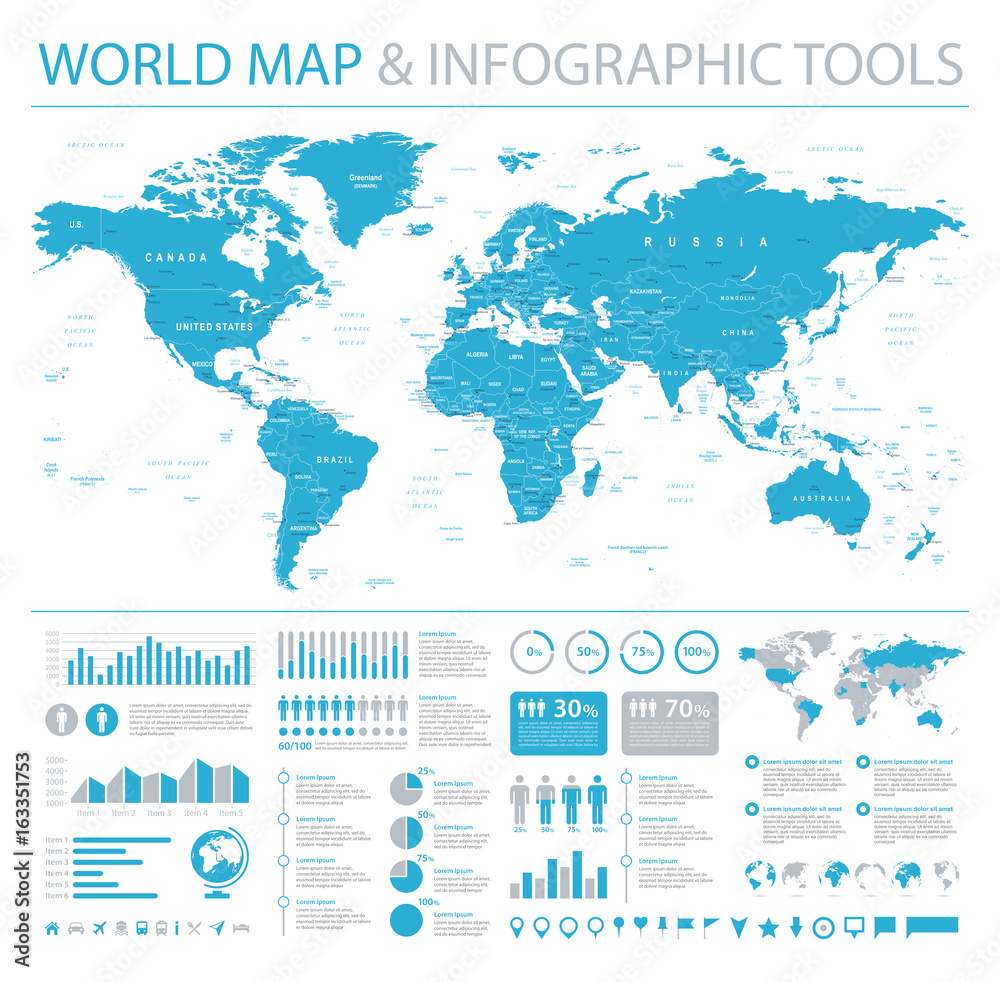 World Map Vector Info Graphics. Detailed illustration of worldmap Stock ...