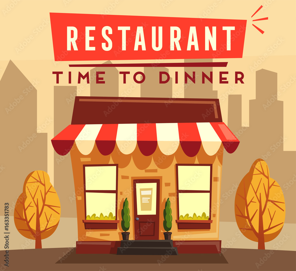 Cafe Building Cartoon