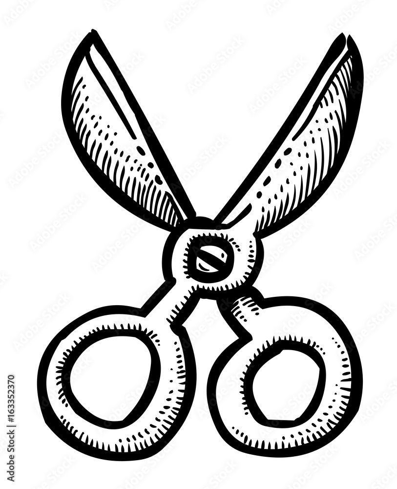 Cartoon image of Scissors Icon. Shears symbol. An artistic freehand ...