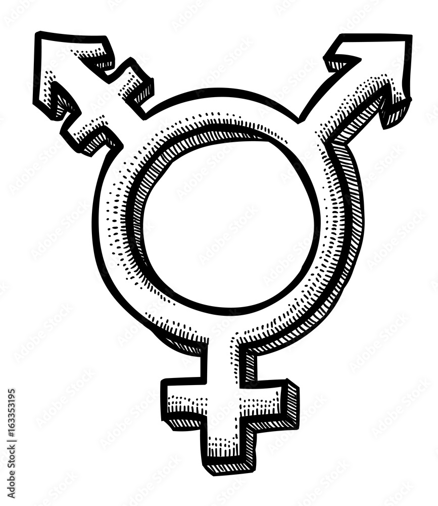 Cartoon image of Transgender Icon. Gender symbol. An artistic freehand ...
