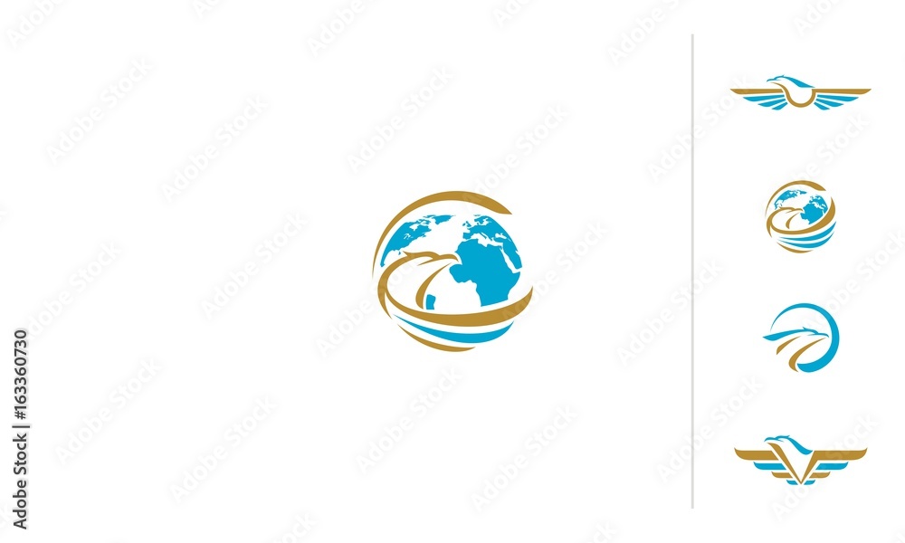 Eagles, wings, globes, world, emblem symbol icon vector logo Stock ...