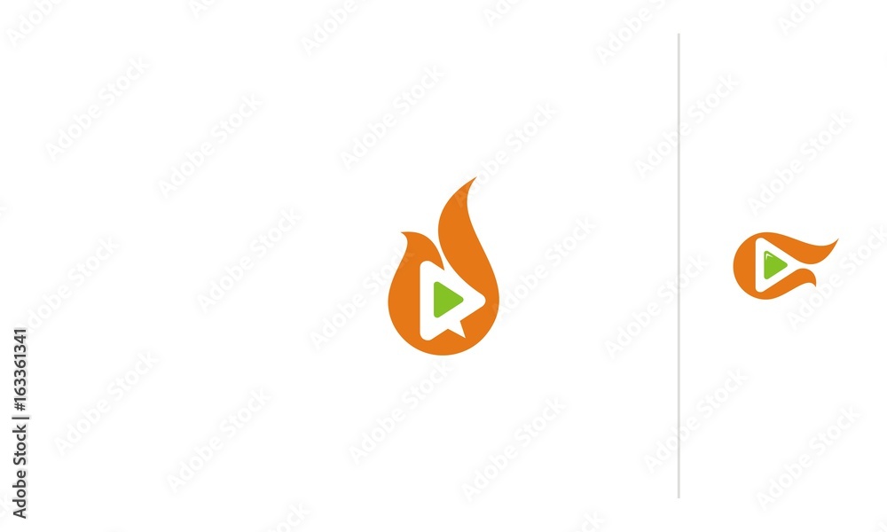Flame, fire, play button, emblem symbol icon vector logo Stock Vector ...