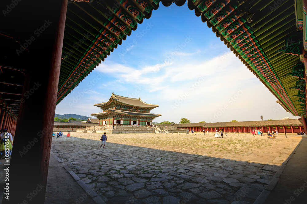 Geunjeongjeon, the Throne Hall at the Gyeongbokgung Palace, the main ...