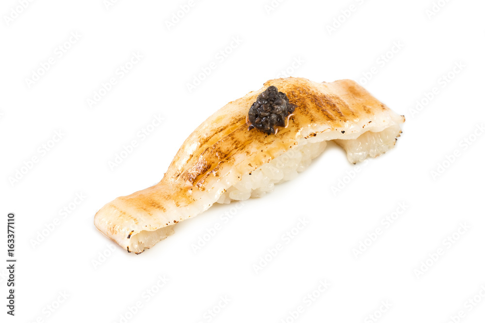 Sushi Engawa Nigiri isolated on white background Stock Photo | Adobe Stock