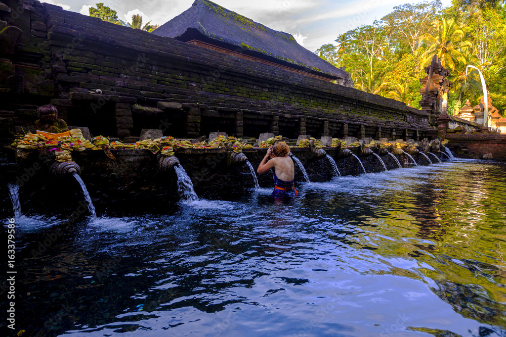 Holy Spring Water Tirta Empul Hindu Temple at Bali in Indonesia. Stock ...