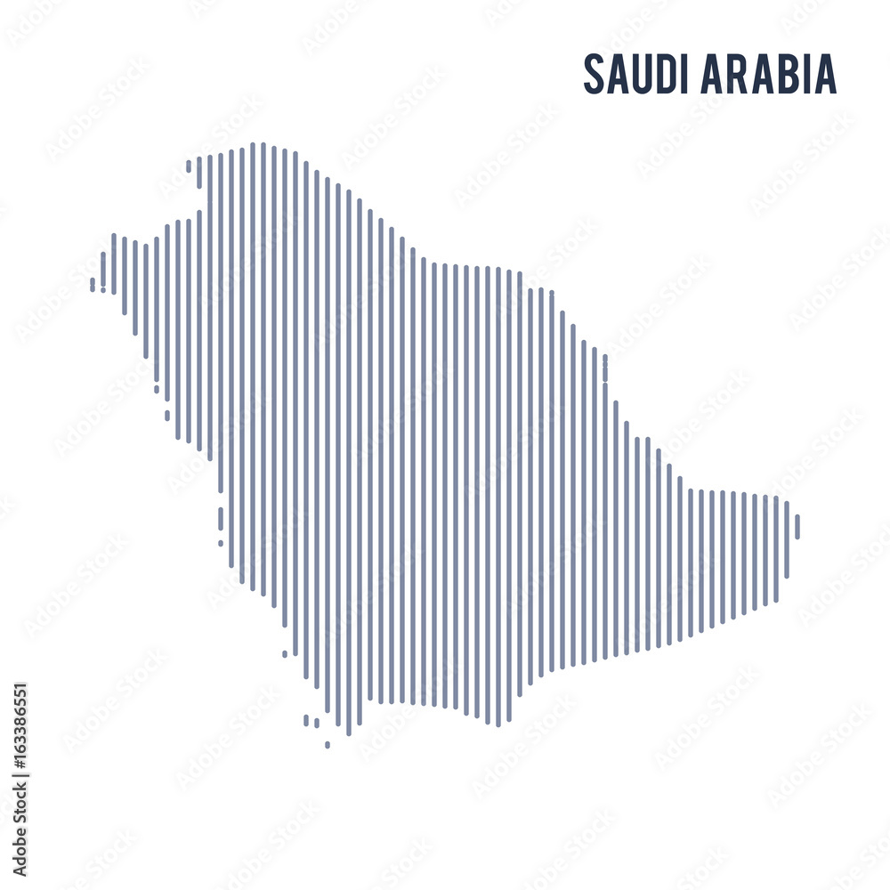 Vector abstract hatched map of Saudi Arabia with vertical lines ...