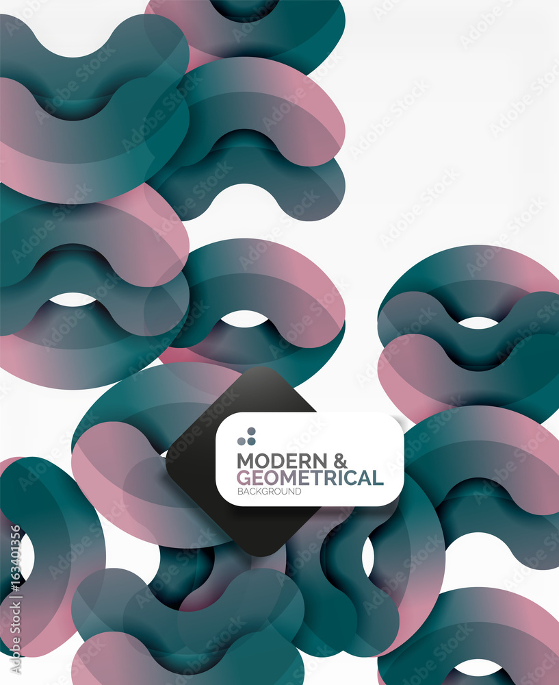 Abstract color geometric round shapes on white Stock Vector | Adobe Stock