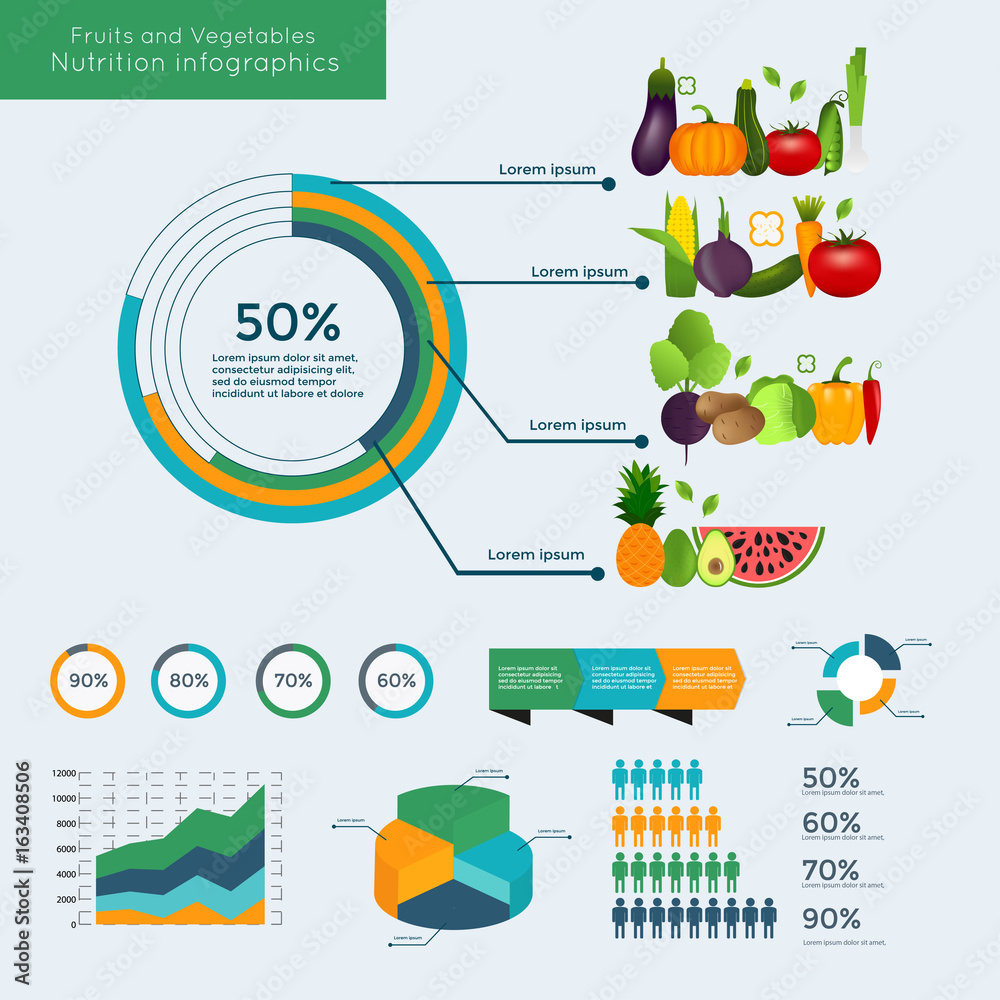Healthy vegetables infographics with chart and graph Stock Vector ...