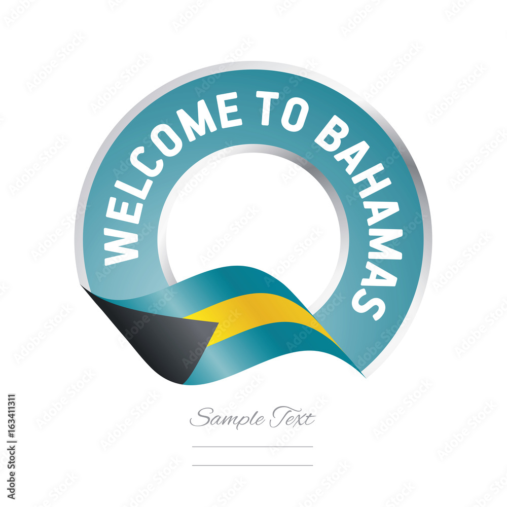 Welcome to Bahamas flag sea green label logo icon Stock Vector | Adobe ...
