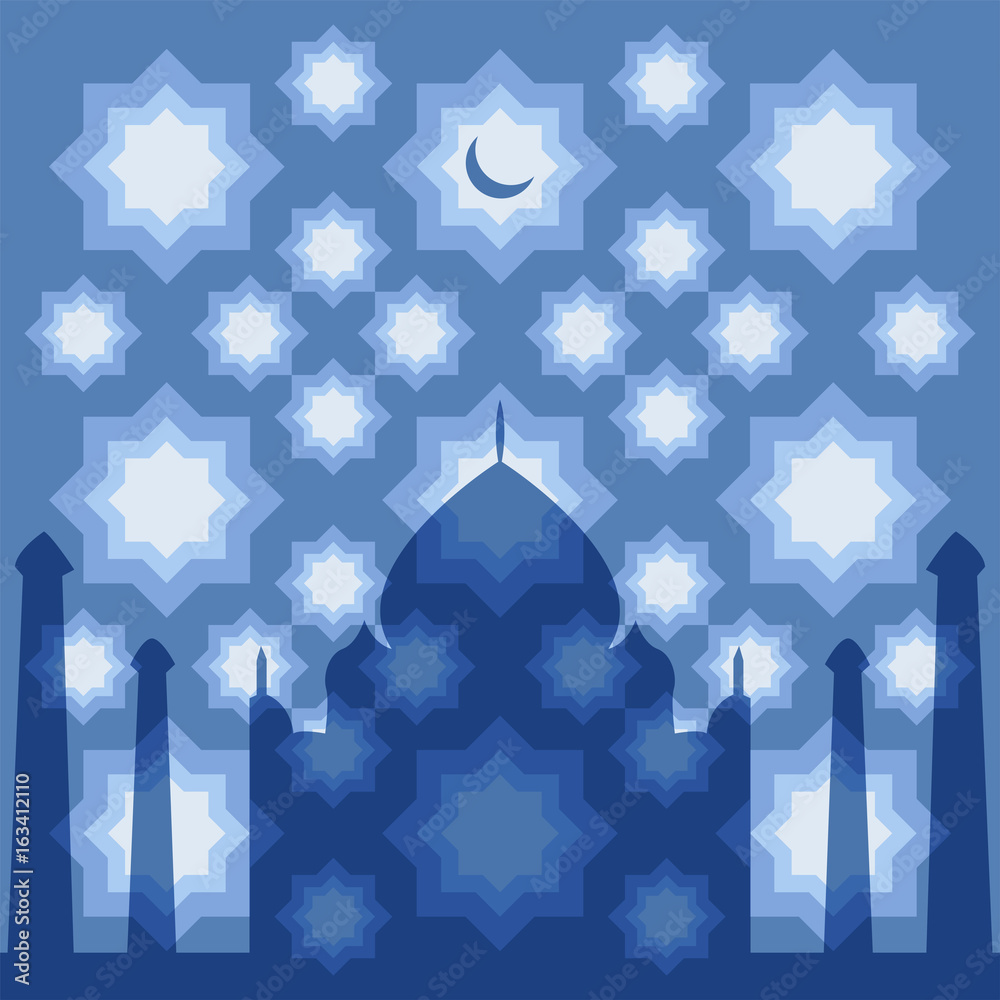 Islamic pattern with silhouette Taj Mahal. Octagon. Abstract ...