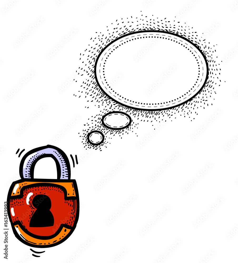 Cartoon image of Lock Icon. Lock symbol. An artistic freehand picture ...