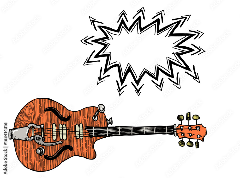 Cartoon image of electric guitar. An artistic freehand picture. Stock ...