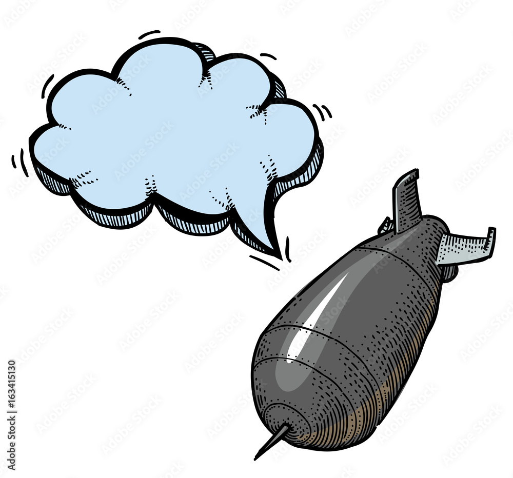 Cartoon image of falling bomb. An artistic freehand picture. Stock ...