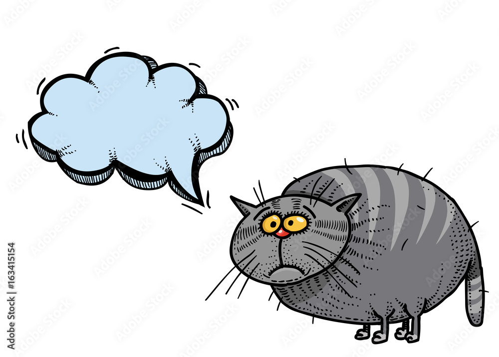 Cartoon image of fat cat. An artistic freehand picture. Stock Vector ...