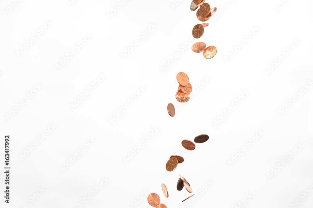 falling pennies Stock Photo | Adobe Stock
