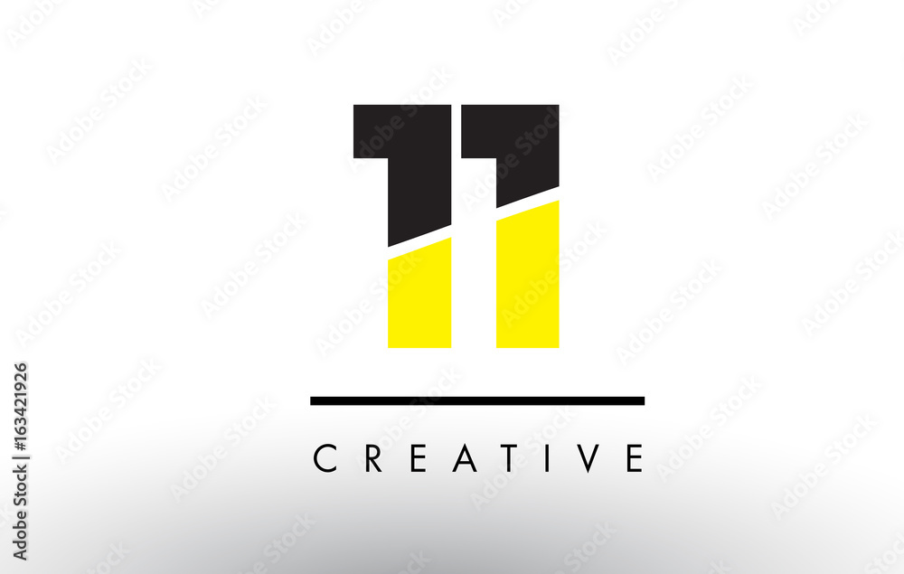 11 Black and Yellow Number Logo Design. Stock Vector | Adobe Stock