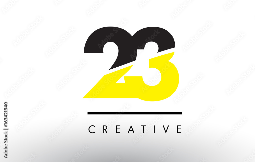 23 Black and Yellow Number Logo Design. Stock Vector | Adobe Stock