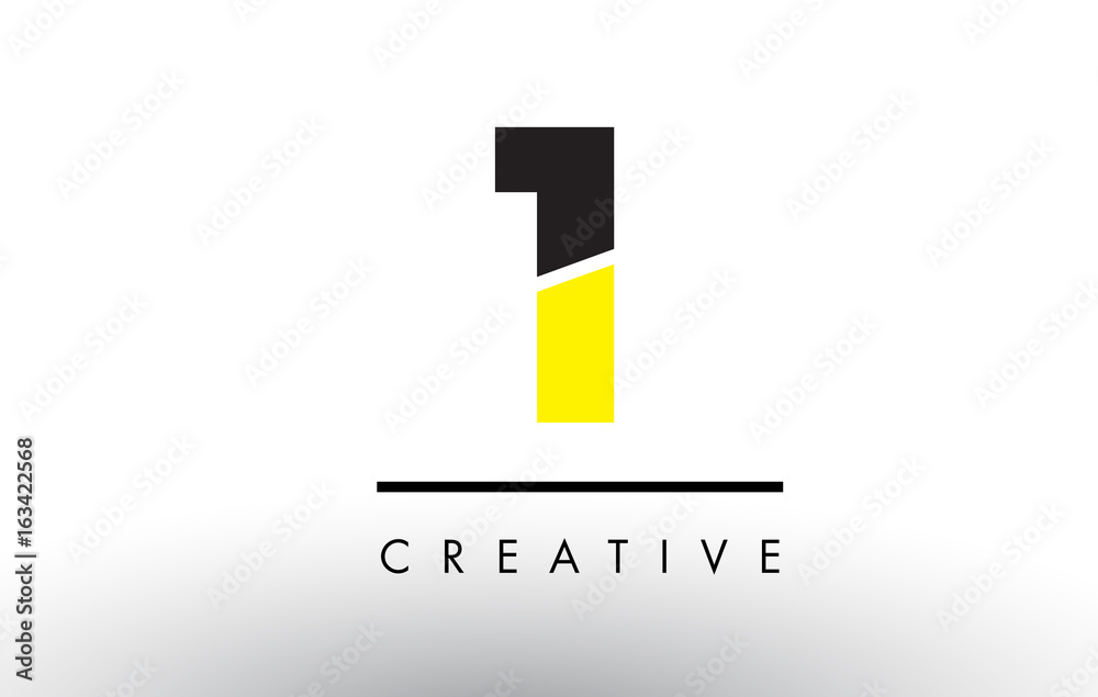 1 Black and Yellow Number Logo Design. Stock Vector | Adobe Stock