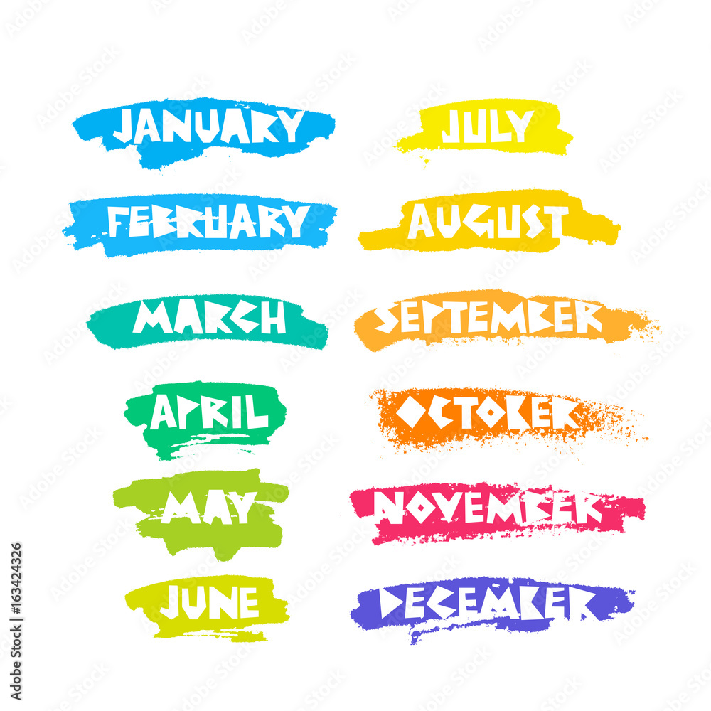 Months of the year. Vector Lettering Stock Vector | Adobe Stock