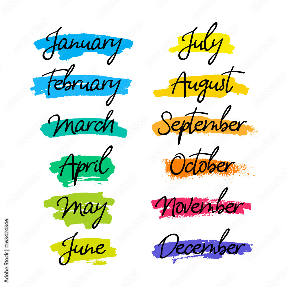 Months of the year. Calligraphy Stock Vector | Adobe Stock