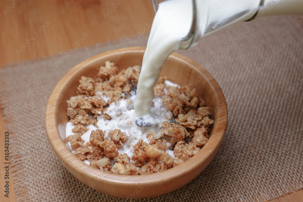 Pouring Milk Into Cereal