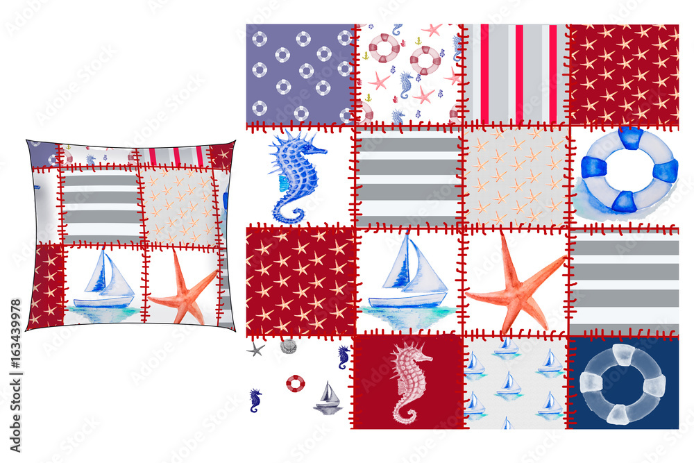 Watercolor drawing sea theme Stock Illustration | Adobe Stock