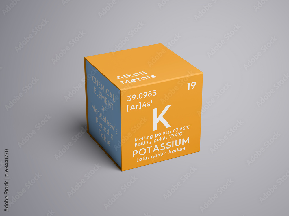 Potassium. Kalium. Alkali metals. Chemical Element of Mendeleev's ...