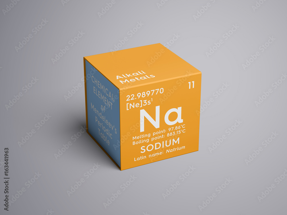 Sodium. Natrium. Alkali metals. Chemical Element of Mendeleev's ...