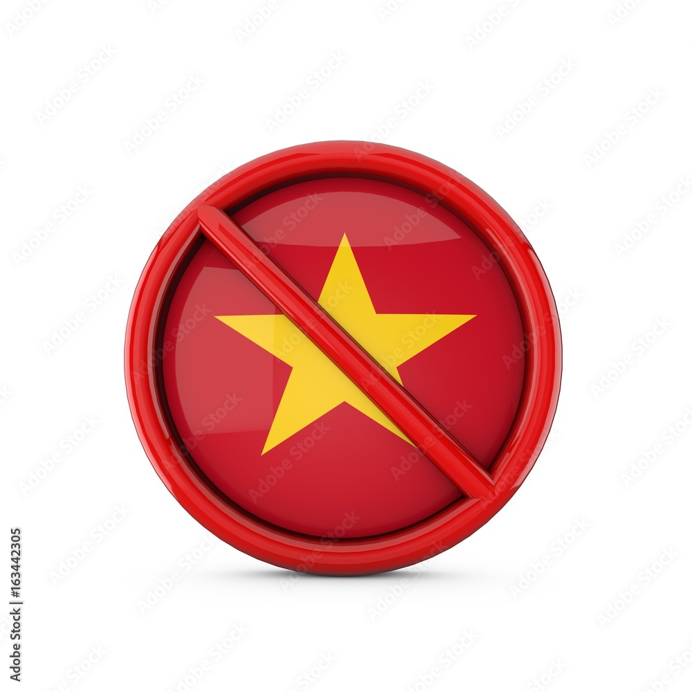 Vietnam flag prohibited no entry symbol. 3D Rendering Stock ...