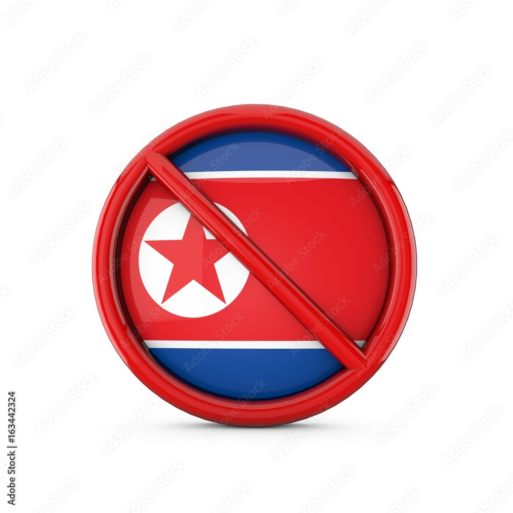 North Korea flag prohibited no entry symbol. 3D Rendering Stock ...