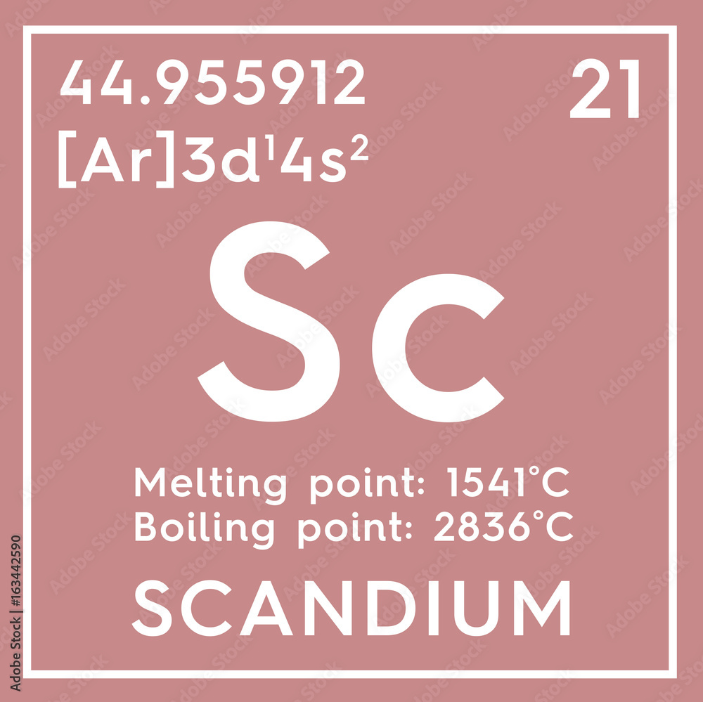 Scandium. Transition metals. Chemical Element of Mendeleev's Periodic ...