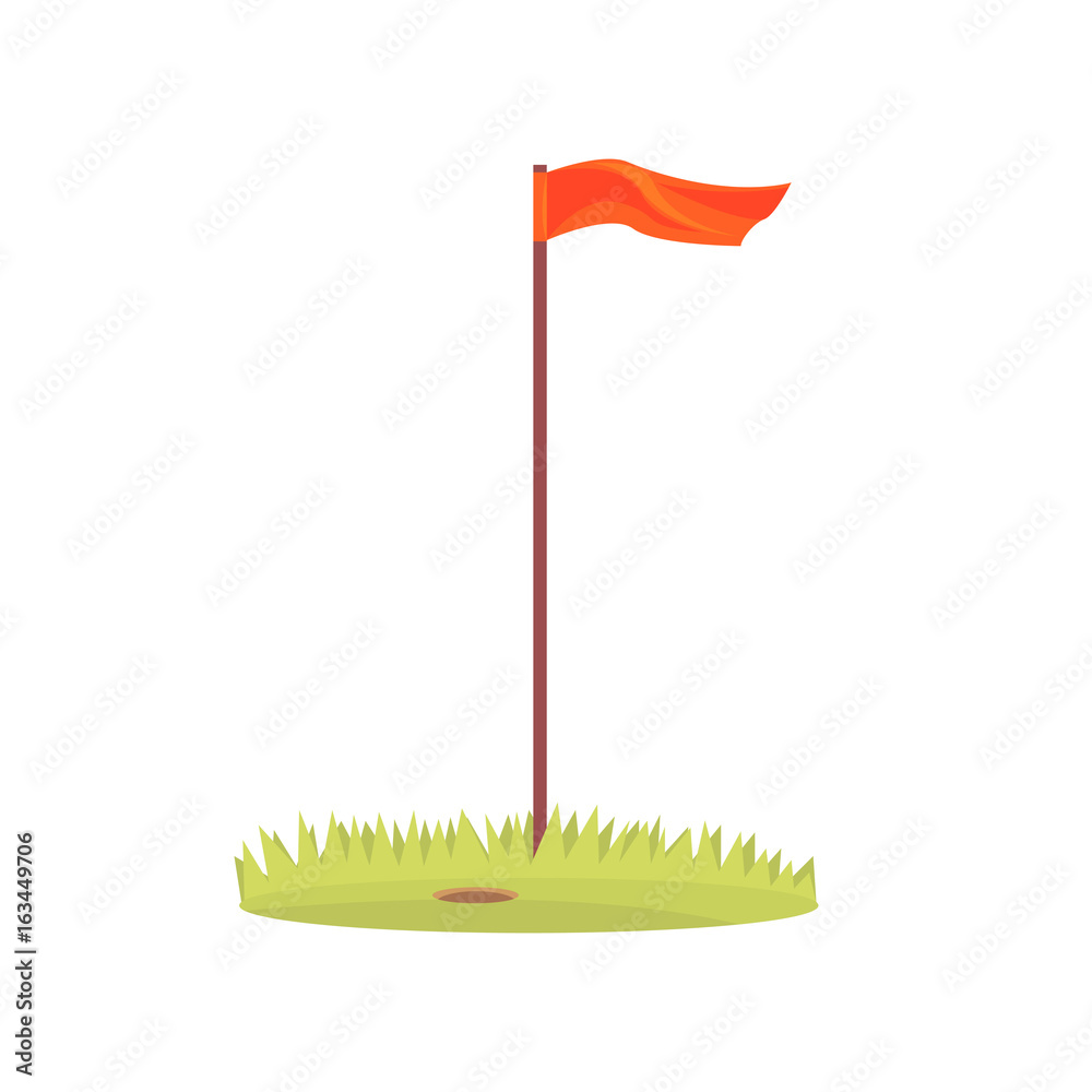 Red golf flag, golf sport equipment cartoon vector Illustration Stock ...