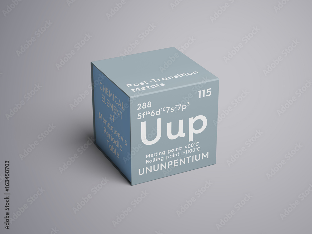 Ununpentium. Post-transition metals. Chemical Element of Mendeleev's ...