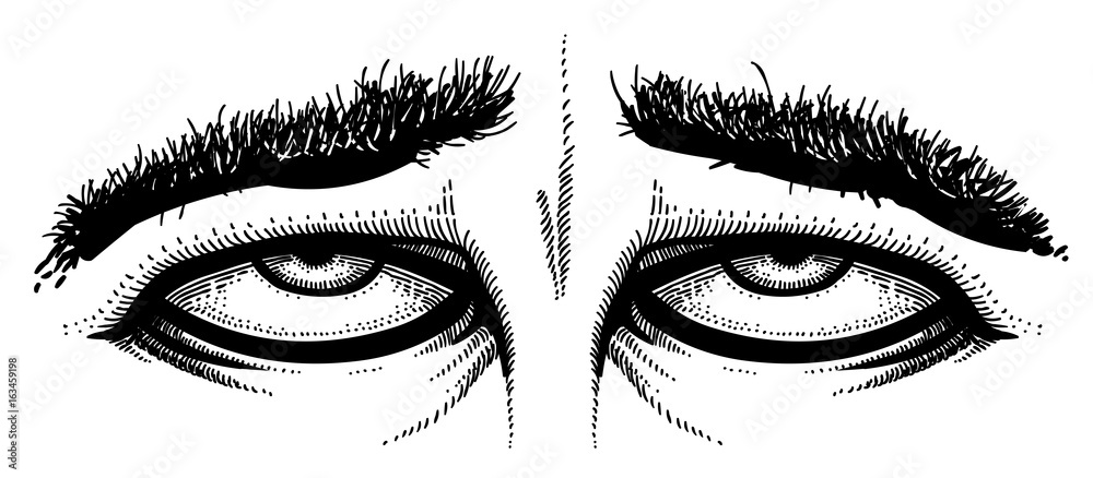 Cartoon image of tired eyes. An artistic freehand picture. Stock Vector ...
