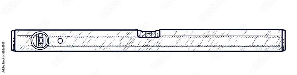 Spirit level illustration, drawing, engraving, ink, line art, vector ...