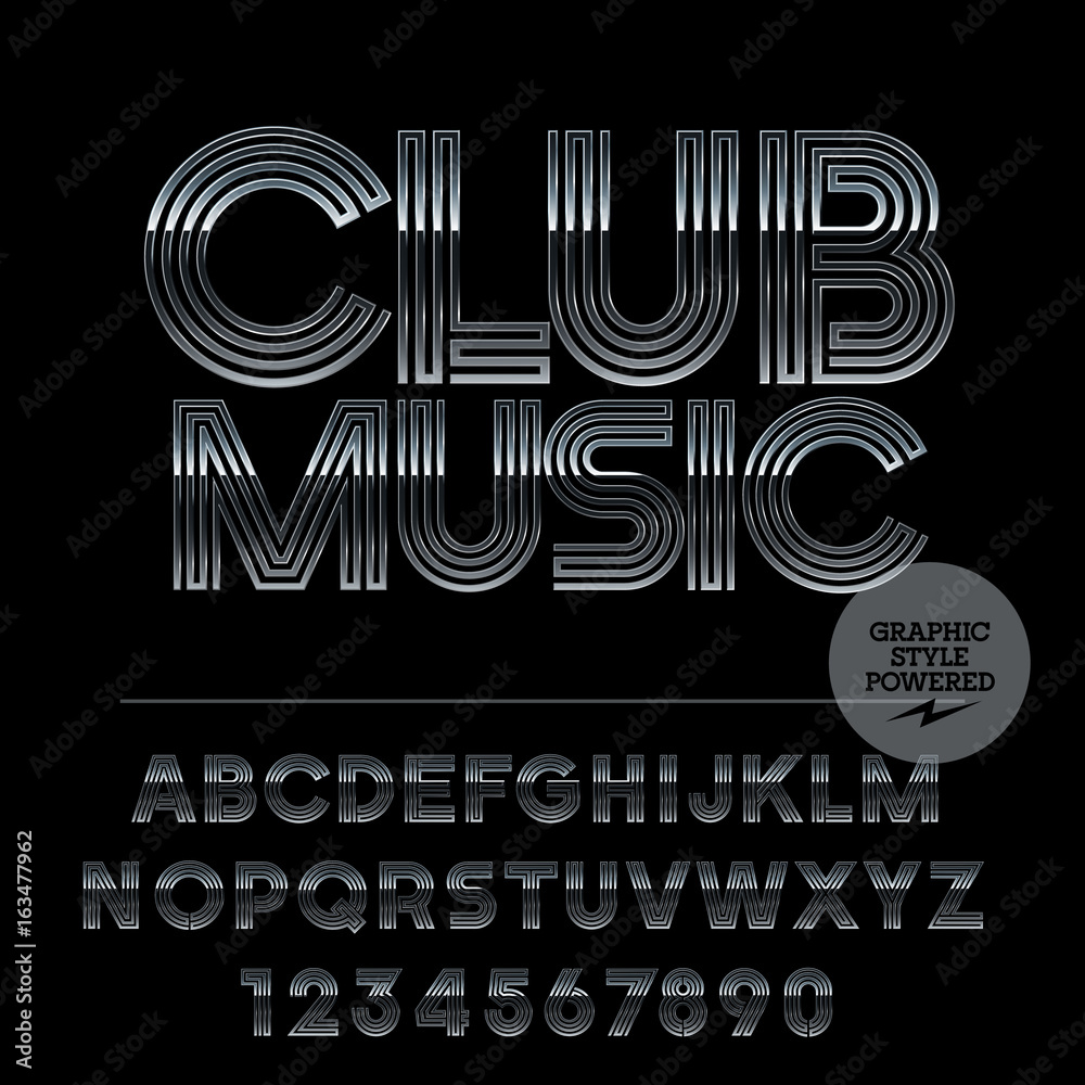 Set of silver alphabet letters, numbers and punctuation symbols. Font ...