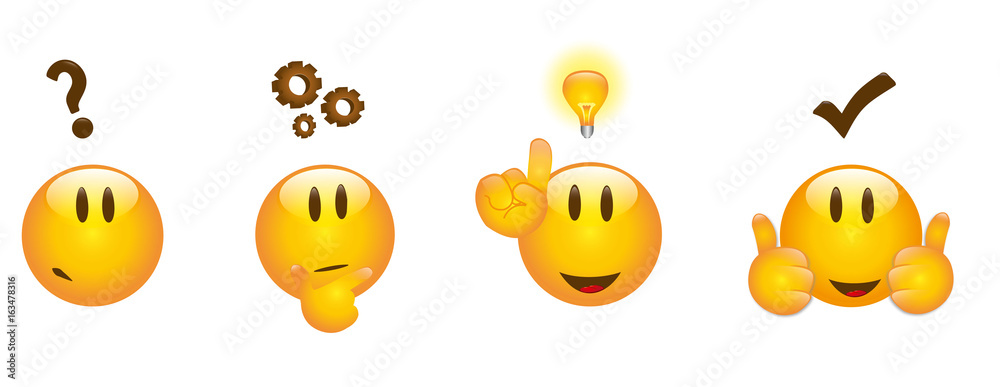 Smiley Set Smileys Problemlösung Planungskonzept Lösungskonzept Stock ...