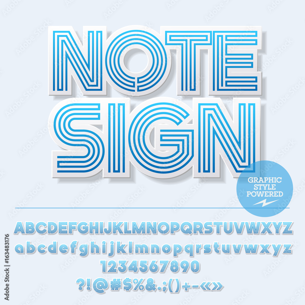 Sticker styled set of Alphabet letters, numbers and punctuation symbols ...