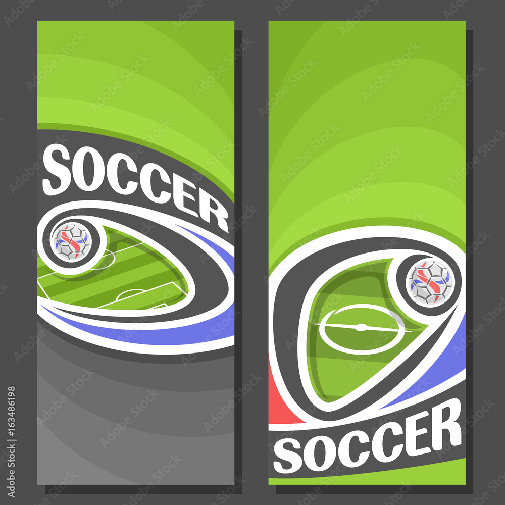 Vector vertical Banners for Soccer: 2 layouts for title on soccer theme ...